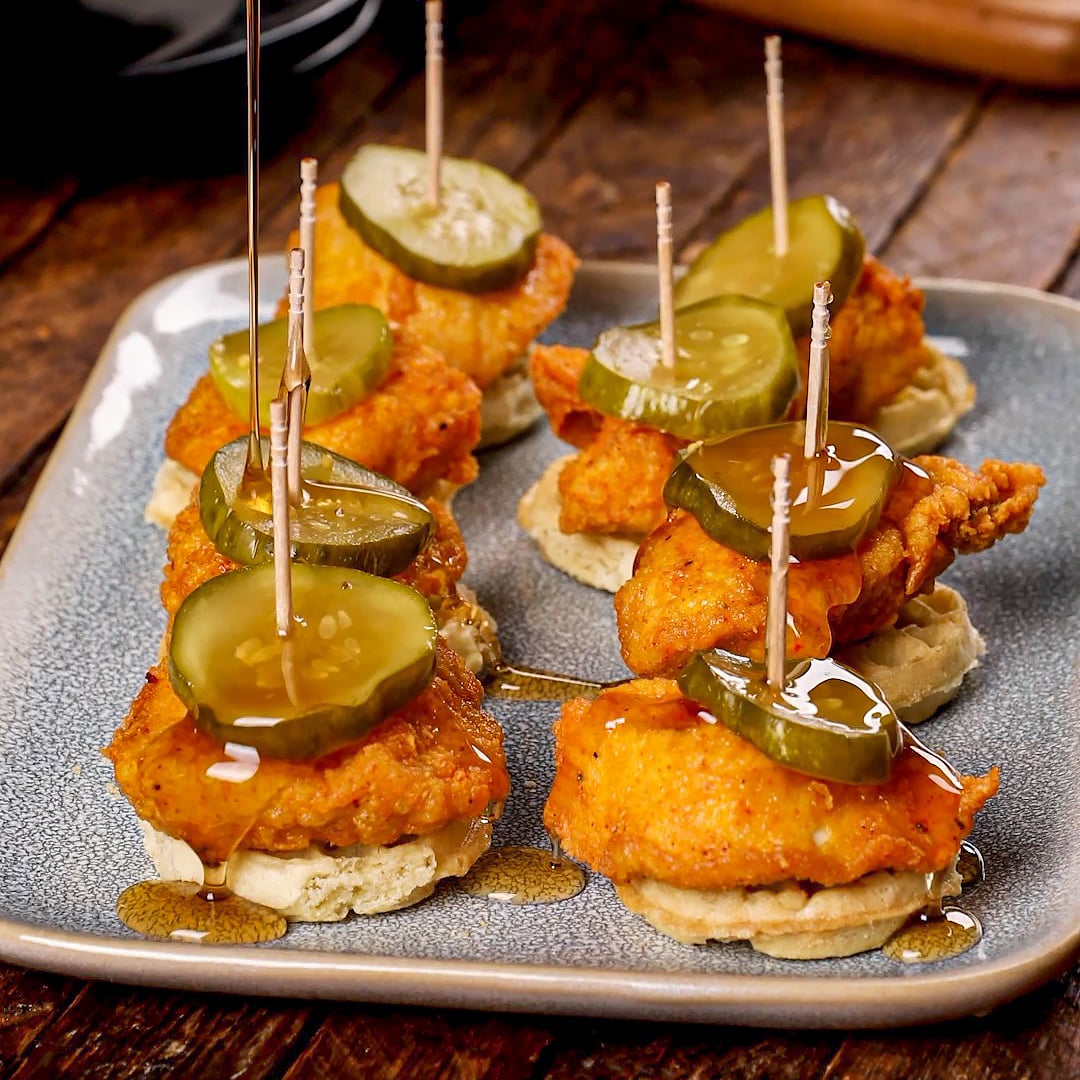 Maple Bourbon Chicken & Waffle Bites Recipe by Mt. Olive